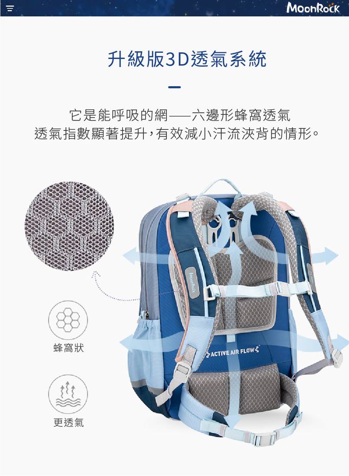 MoonRock - SP300P 橄欖綠色成長型護脊書包 建議身高135cm-170cm-23L｜媽咪愛