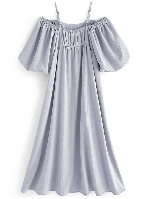 日本 GRL - 2WAY簡約浪漫收腰泡泡袖洋裝-咖啡 (F)｜媽咪愛