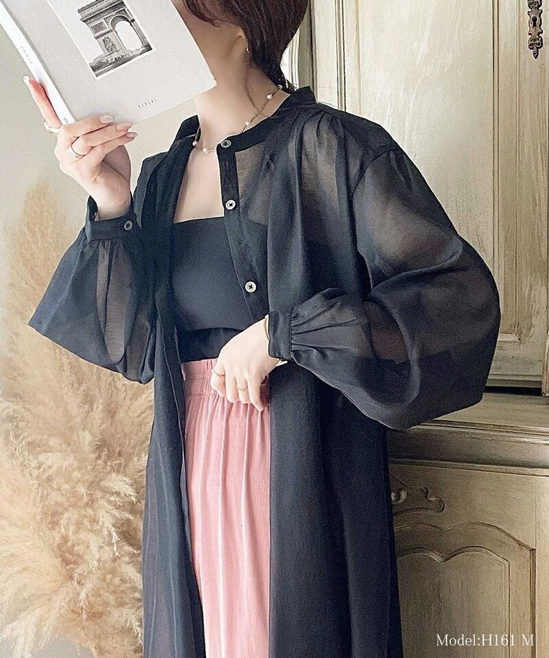 日本 Classical Elf - 2WAY穿搭透膚長版襯衫-水藍｜媽咪愛