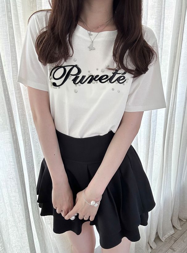 日本 GRL - 寶石綴飾圓領舒適短袖上衣-粉紅 (F)｜媽咪愛