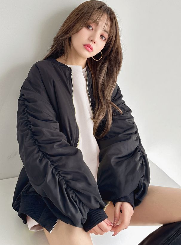 日本 GRL - 圓領內刷毛落肩長袖上衣-薰衣草 (F)｜媽咪愛