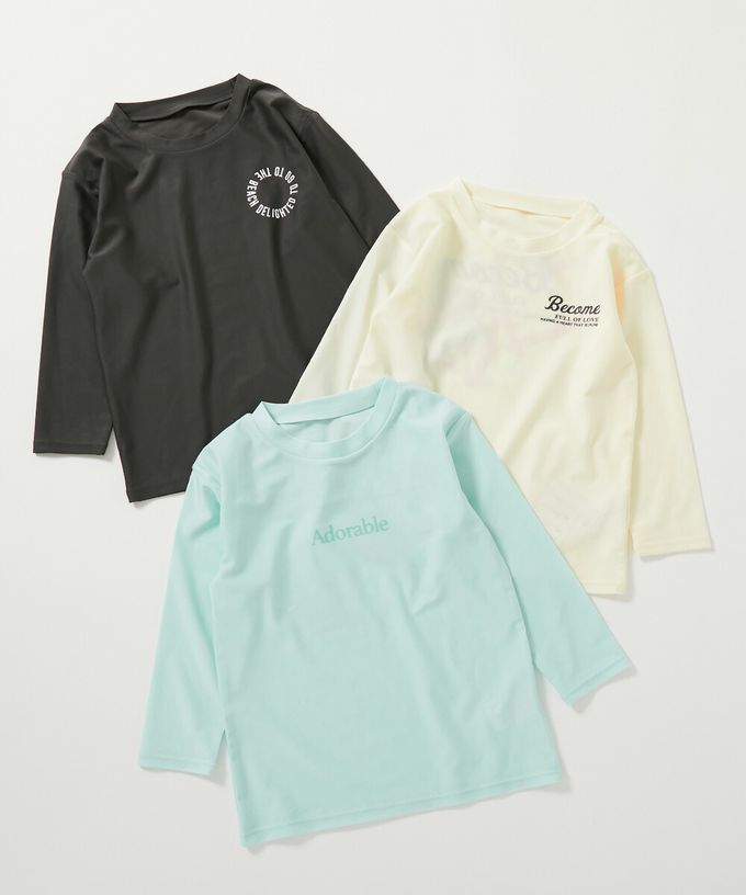 日本 devirock - 90%抗UV 舒適寬鬆玩水衣／泳衣-背後愛心-米白｜媽咪愛