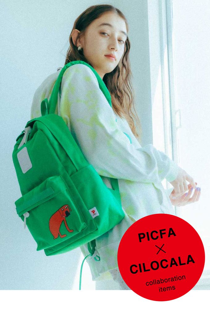 CILOCALA - PICFA聯名日本插畫尼龍防潑水後背包-中大-綠｜媽咪愛