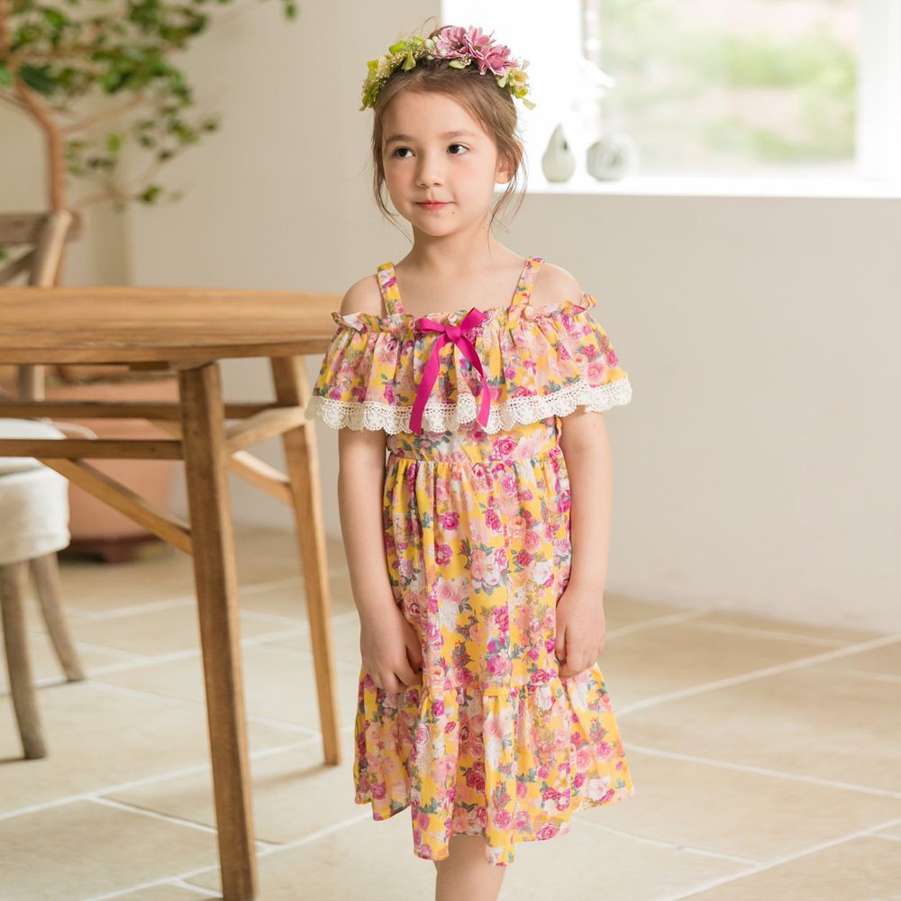 韓國 Merry Kate - 細肩平口夏日度假洋裝-黃｜媽咪愛