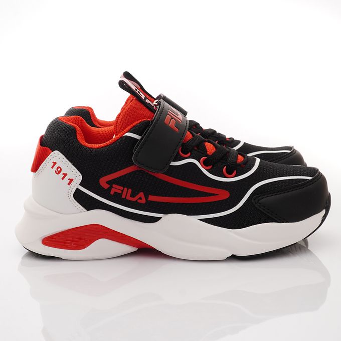 FILA - FILA輕量慢跑運動鞋-3-J812X-015黑紅(中大童段)-運動鞋-黑｜媽咪愛