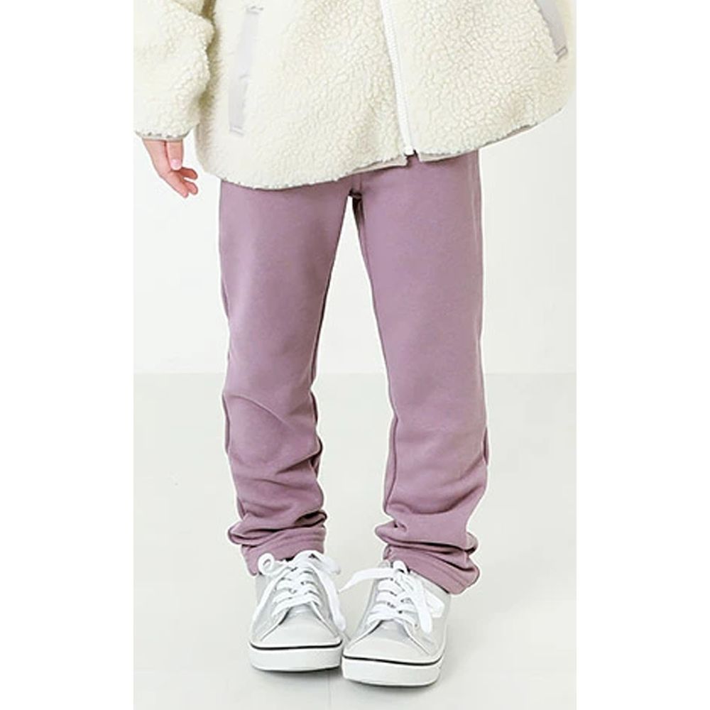 日本 devirock - RICH WARM 刷毛保暖長褲-灰薰衣草｜媽咪愛