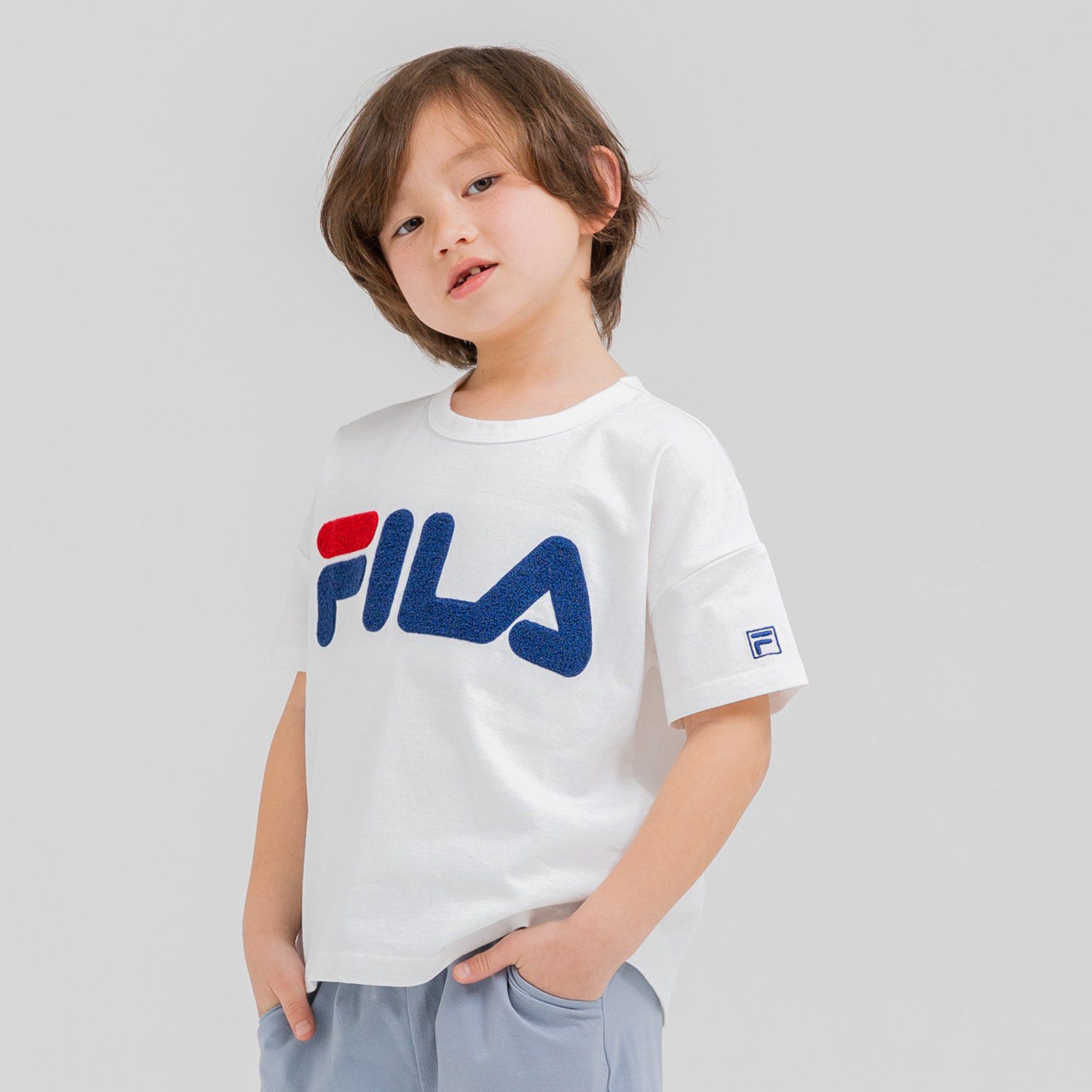 日本 Chil2 - FILA聯名 休閒短袖上衣-方型logo-薄荷綠｜媽咪愛