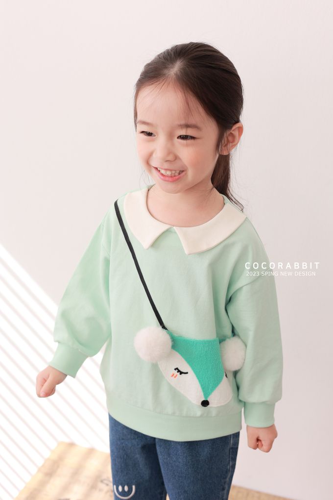 韓國 Coco rabbit - 害羞狐狸翻領長袖上衣-粉｜媽咪愛