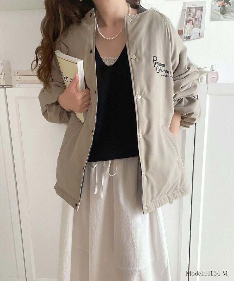 日本 Classical Elf - Java聯名 LOGO刺繡防風鋪棉休閒外套-米杏｜媽咪愛