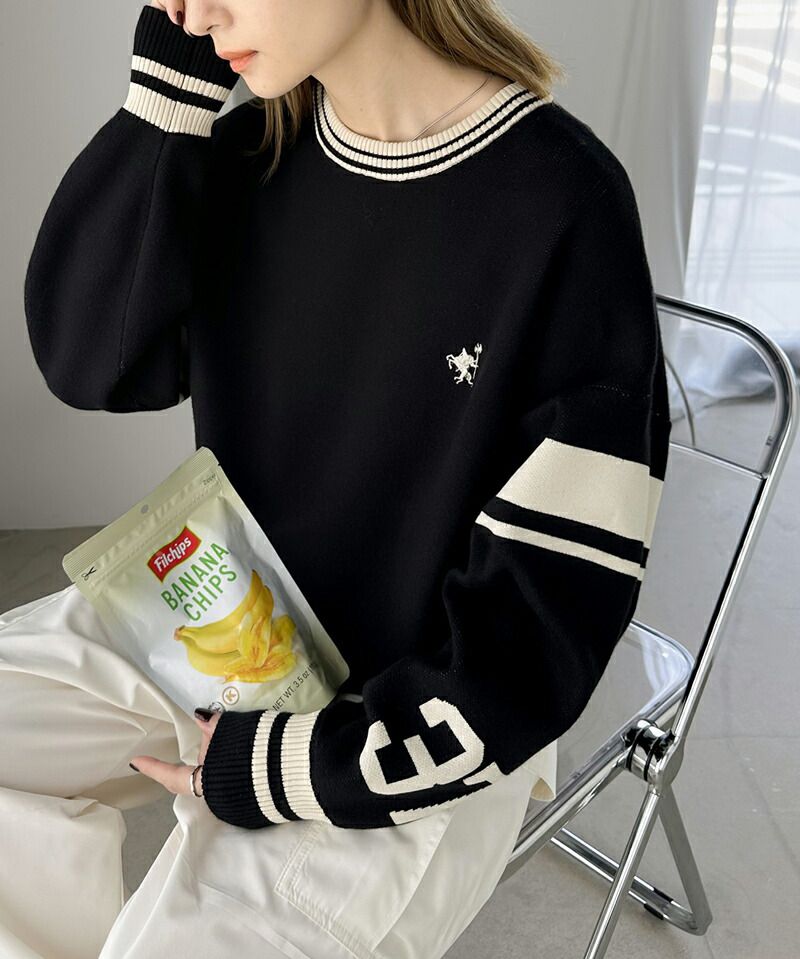 日本 Classical Elf - Java聯名 POLO刺繡寬鬆針織大學T-淺灰｜媽咪愛