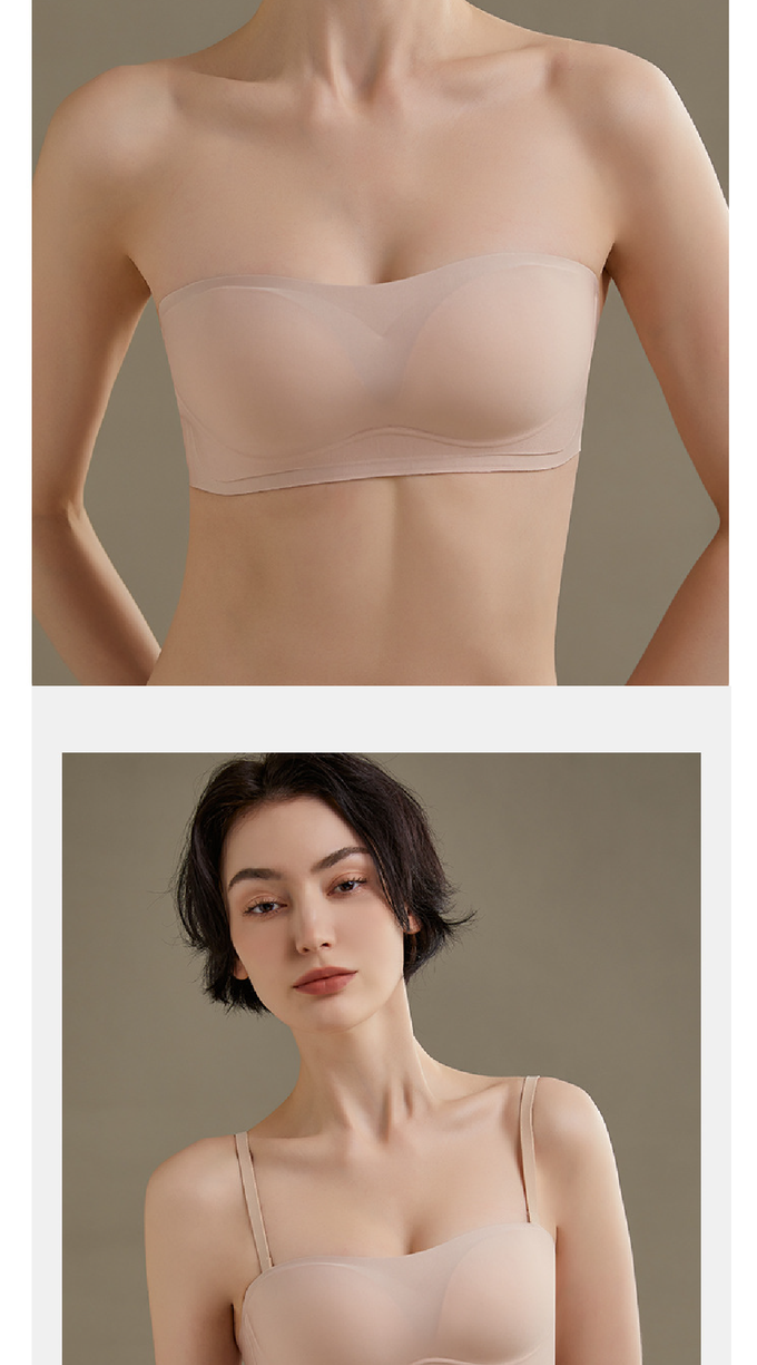 香茉 CHANMODE - 3D果凍軟支撐內衣半杯聚攏抹胸文胸防走光上托內衣-膚｜媽咪愛