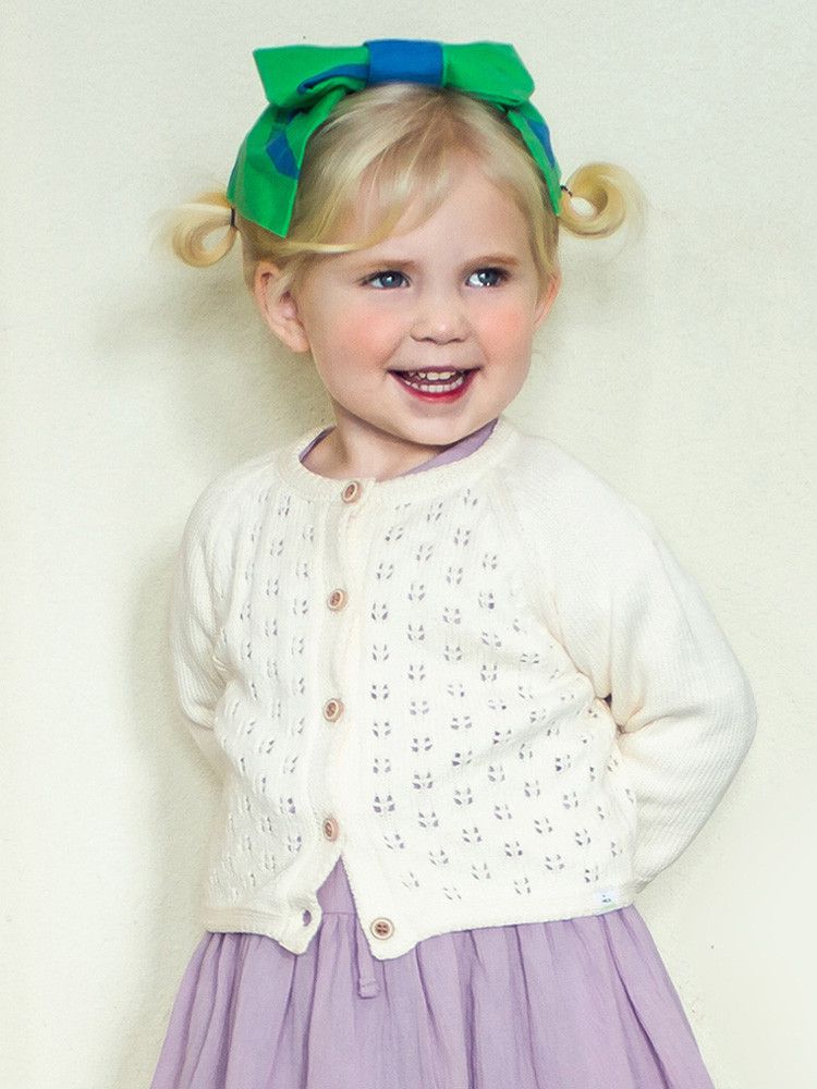 韓國 Pimpollo - 棉花糖鏤空針織外套-象牙白｜媽咪愛