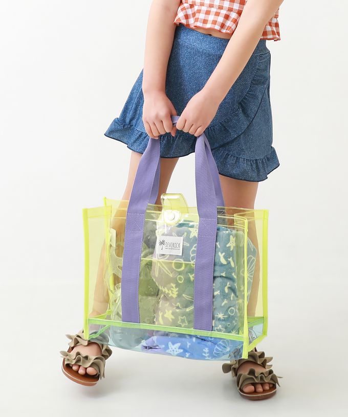 日本 devirock - 果凍色系PVC游泳/玩水包-紫x黃 (26.5x36x13.5cm)｜媽咪愛