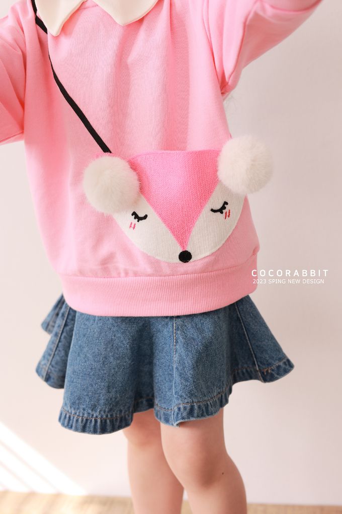 韓國 Coco rabbit - 害羞狐狸翻領長袖上衣-粉｜媽咪愛