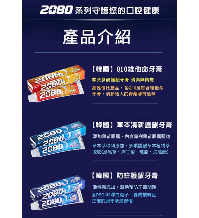 韓國2080 - 綠茶清新護齦牙膏-120gX2入組｜媽咪愛