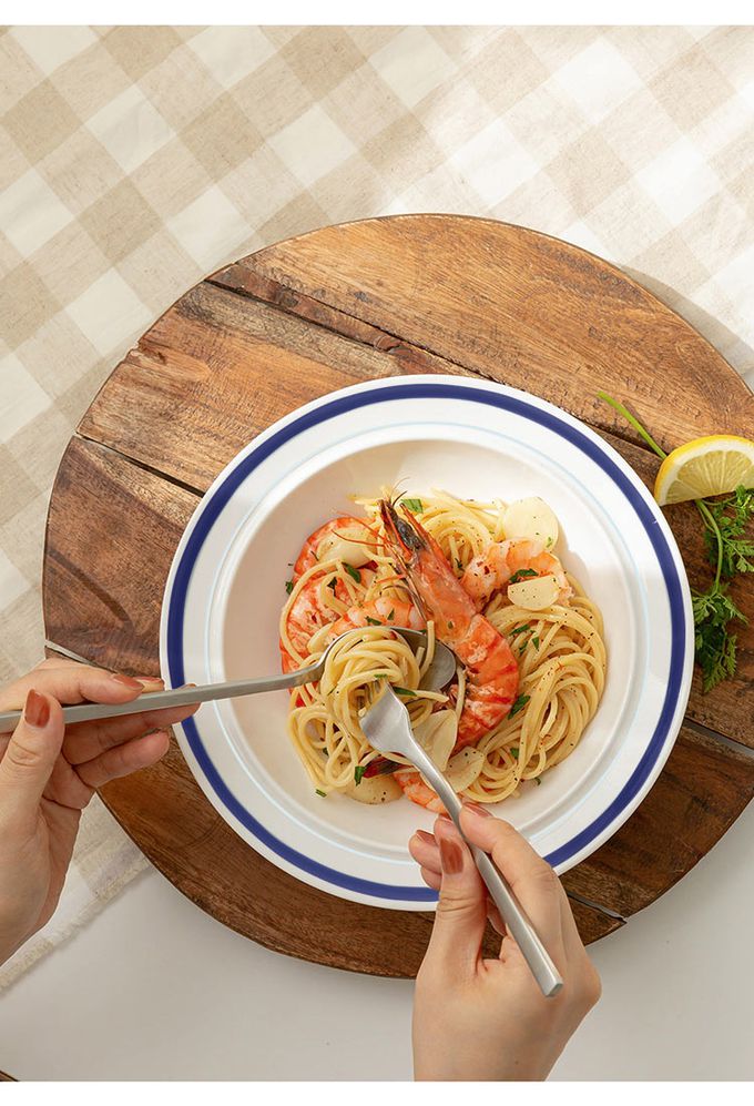 韓國 SSUEIM - RETRO系列極簡ins陶瓷碗盤6件組 (深藍)｜媽咪愛