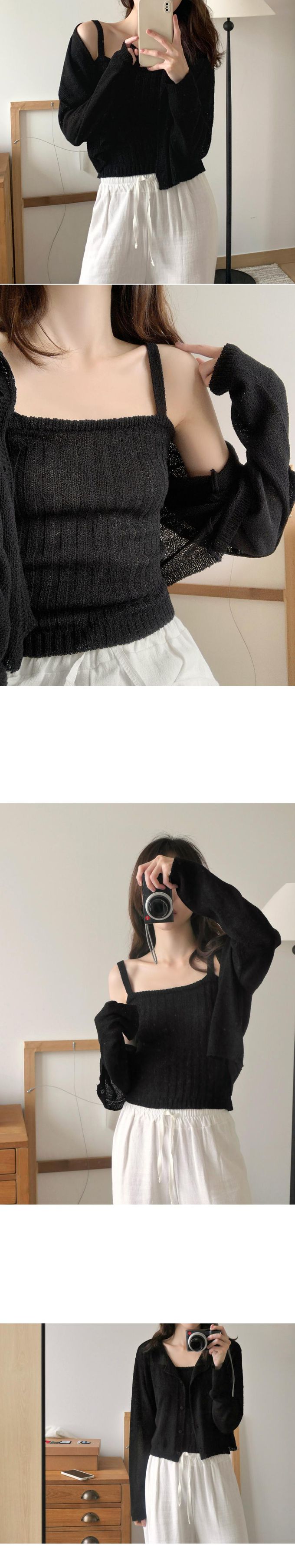 韓國 98doci - 兩件式針織背心外套-奶油｜媽咪愛