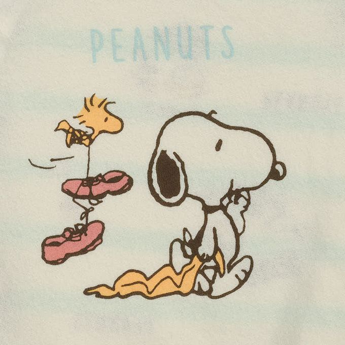 akachan honpo - 短袖連身衣-史奴比-綠色 (50~60cm)｜媽咪愛