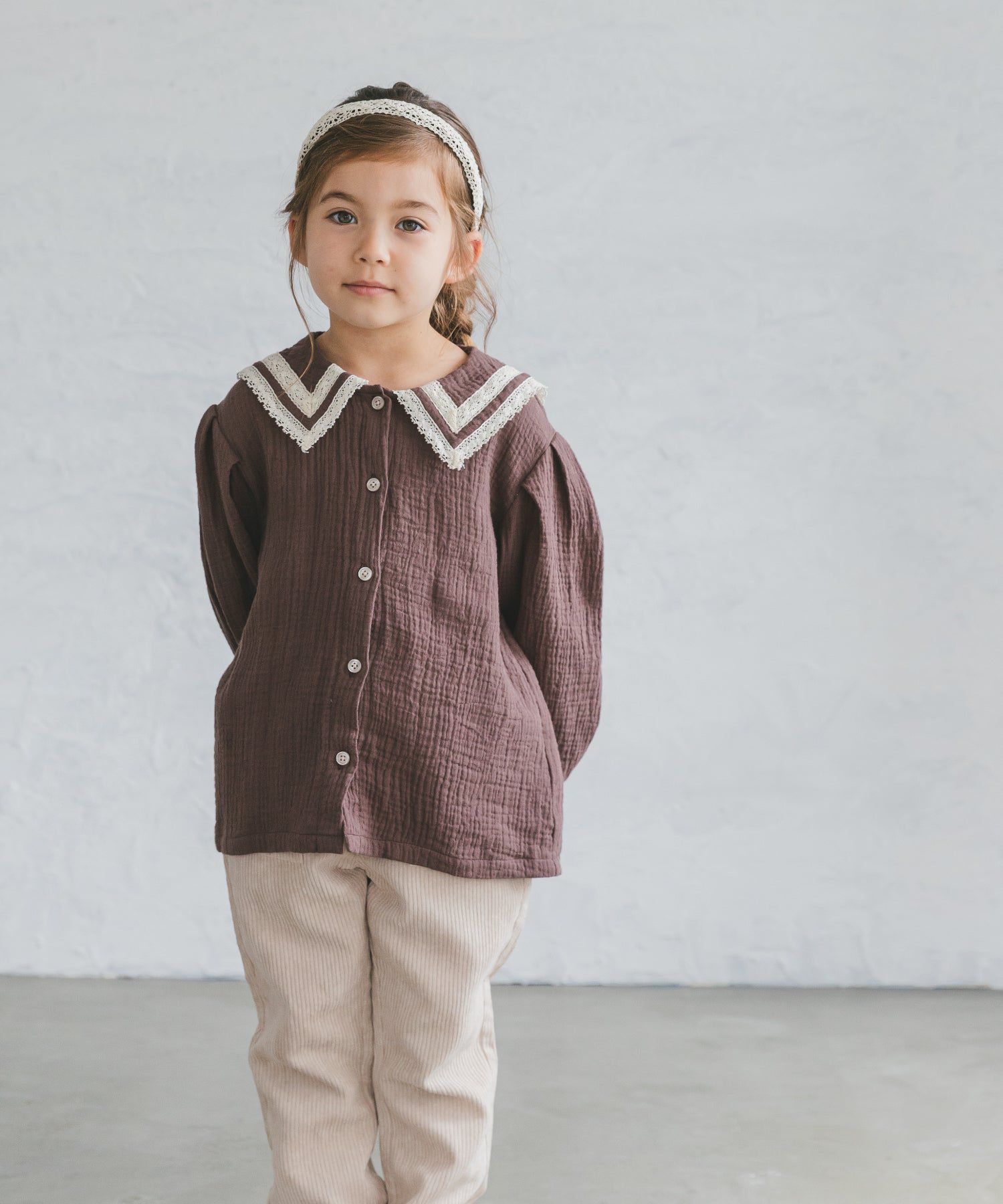 日本 PAIRMANON - 歐風蕾絲翻領二重紗長袖襯衫-春櫻粉｜媽咪愛