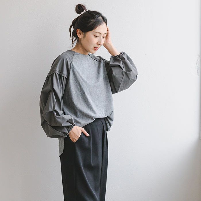 日本 ihuu - 小巧思層次設計薄長袖上衣-杏白｜媽咪愛