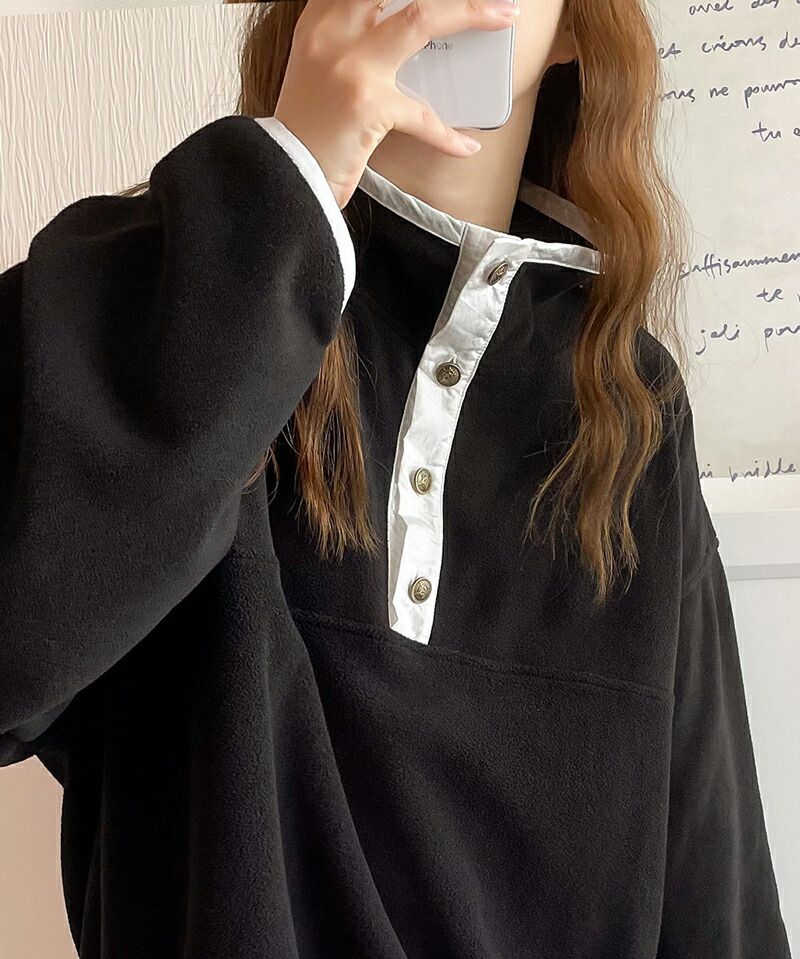 日本 Classical Elf - POLO翻領設計休閒長袖上衣-灰x紫｜媽咪愛