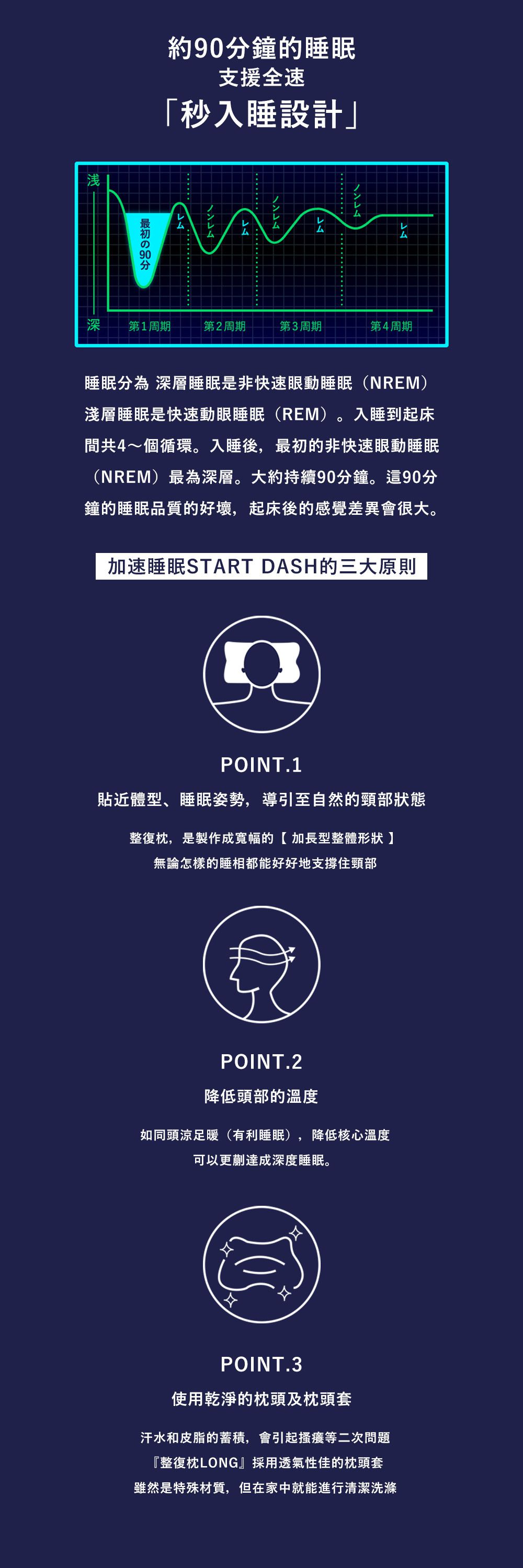 RAKUNA 整體枕-長版-黑/藍-AZ-652｜媽咪愛