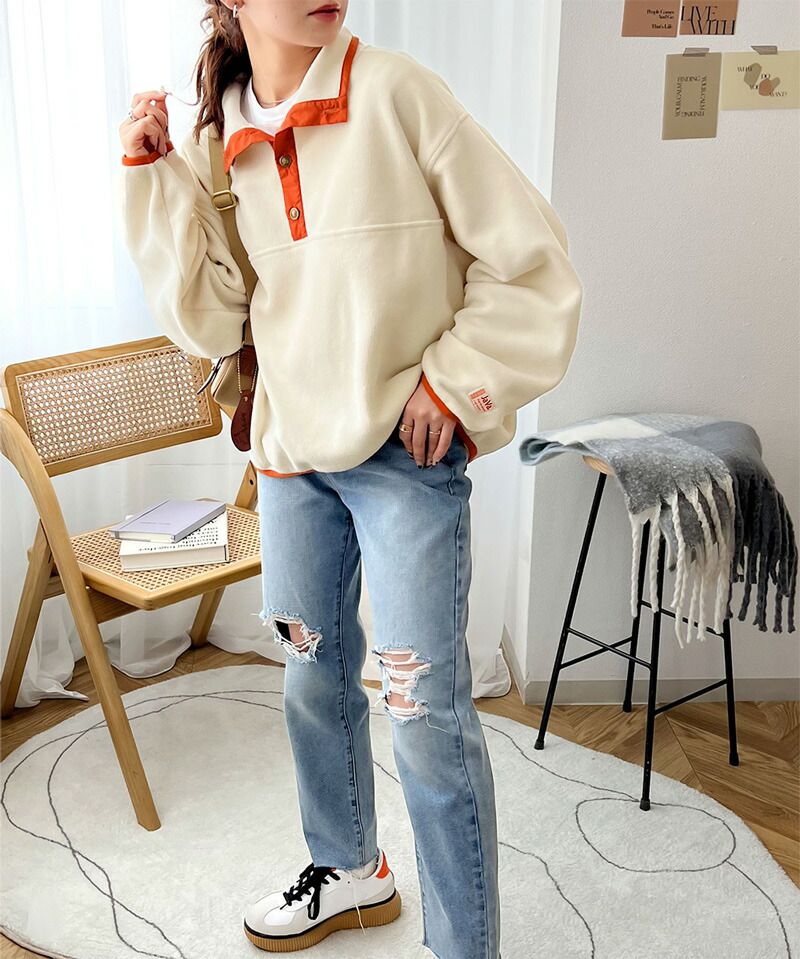 日本 Classical Elf - Java聯名 裏起毛配色開襟polo領上衣-濃綠｜媽咪愛