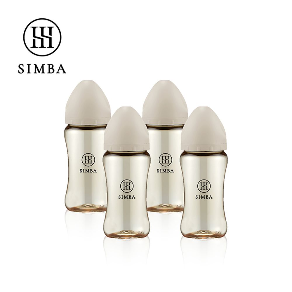Simba 小獅王辛巴 - 蘊蜜鉑金PPSU寬口防脹氣奶瓶4支組(270ml)-杏茶｜媽咪愛