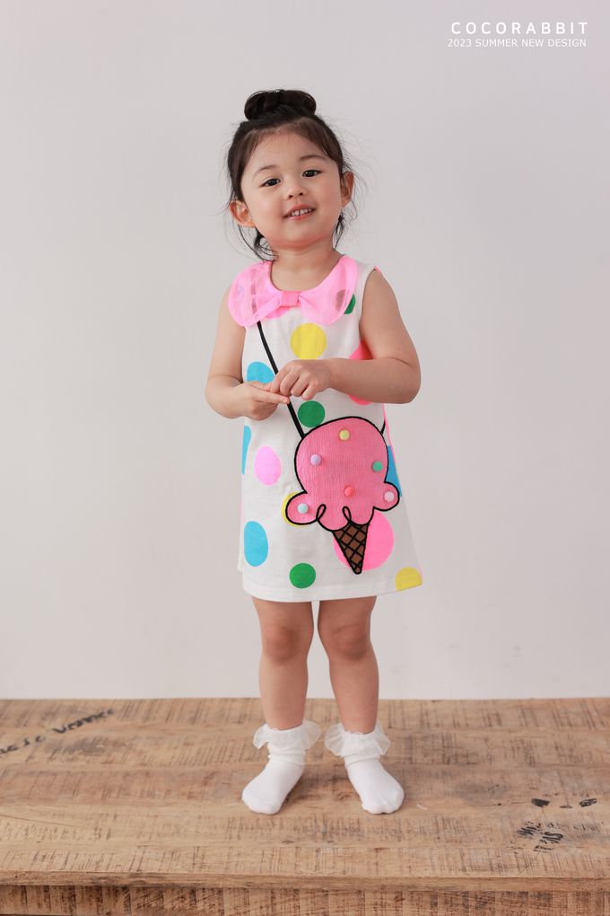 韓國 Coco rabbit - 彩虹圓點印背心連身洋裝-白｜媽咪愛