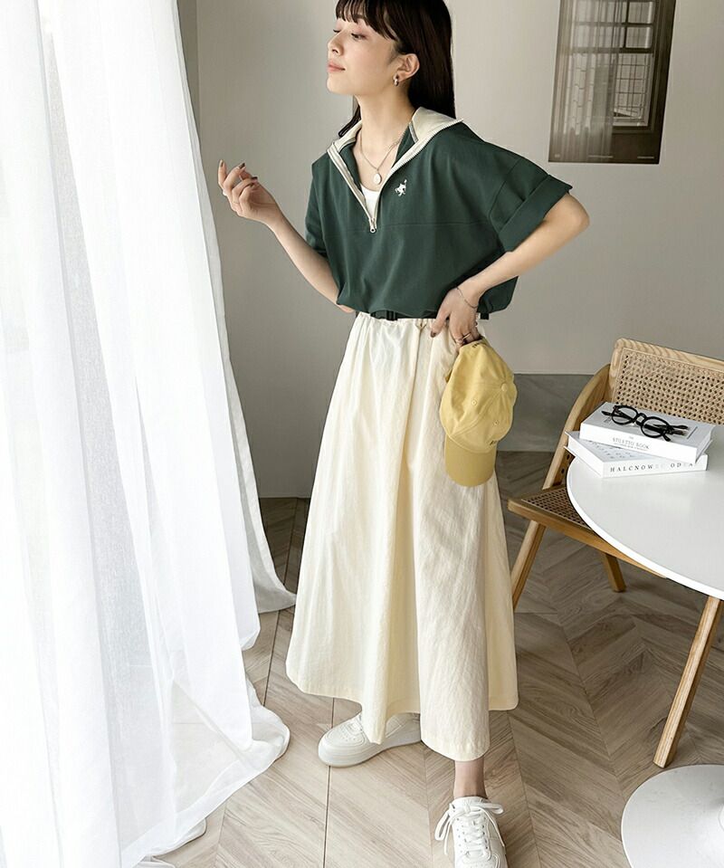 日本 Classical Elf - 100%天竺棉 POLO刺繡拉鍊短袖上衣-暖橘｜媽咪愛