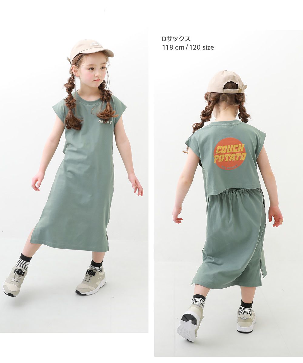 日本 devirock - 背後開口美式印花修身短袖洋裝-紫羅蘭｜媽咪愛