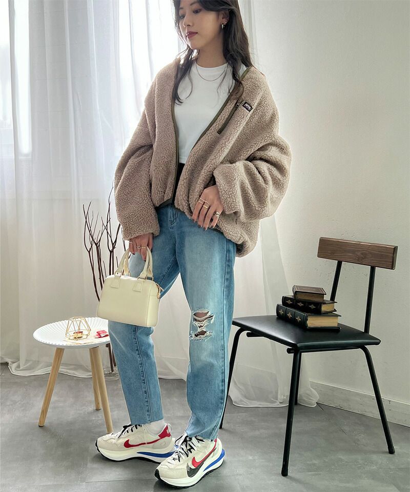 日本 Classical Elf - 2WAY泰迪熊短絨飛行外套-淺米x米杏｜媽咪愛