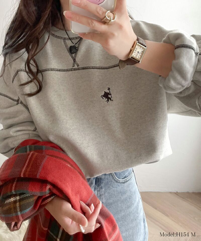 日本 Classical Elf - Java聯名 POLO刺繡拷克邊圓領大學T-白｜媽咪愛