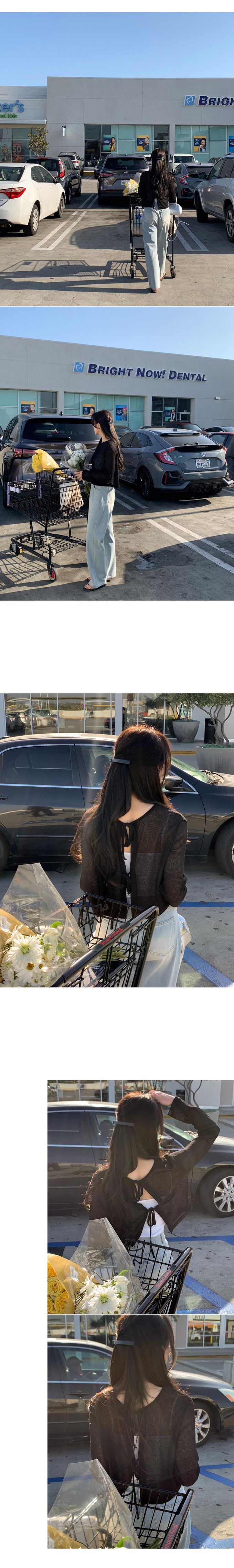 韓國 98doci - 正反兩穿透膚針織綁結上衣-黑｜媽咪愛