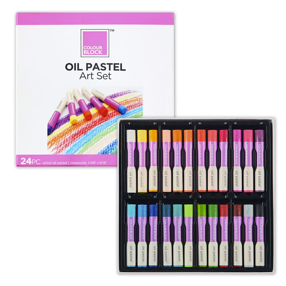 Colour block - 【無毒不沾手】幼兒安心用24色油畫棒｜畫畫啟蒙必備-24色｜媽咪愛