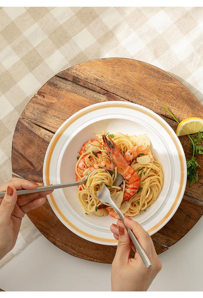 韓國 SSUEIM - RETRO系列極簡ins陶瓷義大利麵盤23cm (橘色)｜媽咪愛