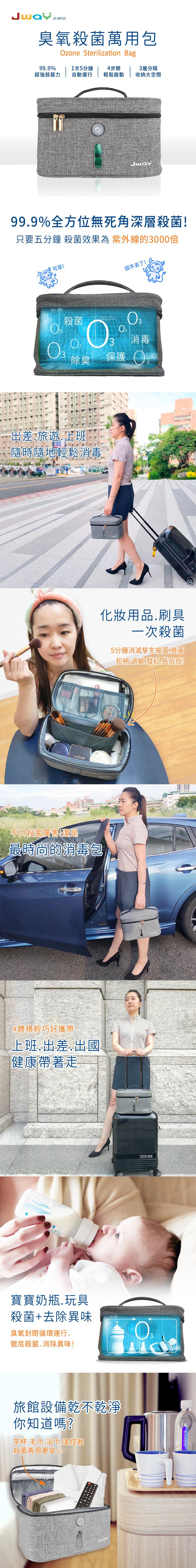 Jway - 臭氧殺菌萬用包-JY-WF03-灰 (29 X 18 X 16.5)｜媽咪愛