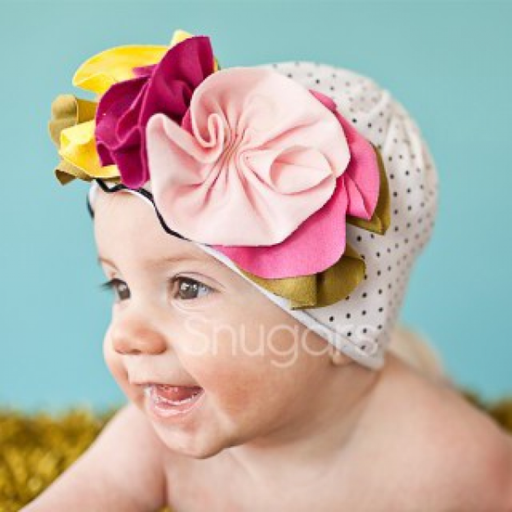 美國 Gracious May - Snugars純棉手工帽-黑白點點*花｜媽咪愛