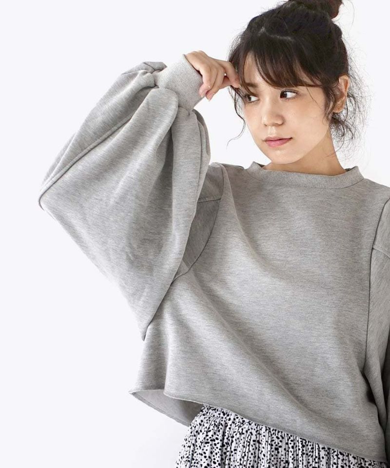 日本 zootie - 圓領刷毛氣球袖短版大學T-白｜媽咪愛