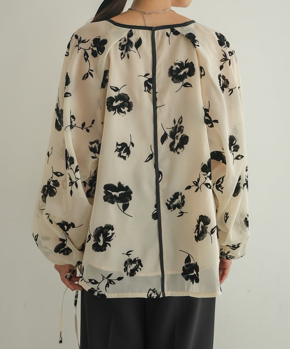 日本 Bab - 緹花透感泡泡長袖上衣-米杏｜媽咪愛