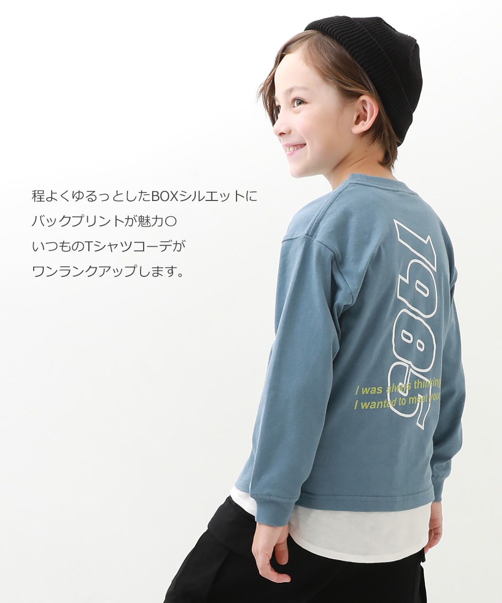 日本 devirock - 100%棉 定番百搭印花長T-山峰日出-深紫藍｜媽咪愛