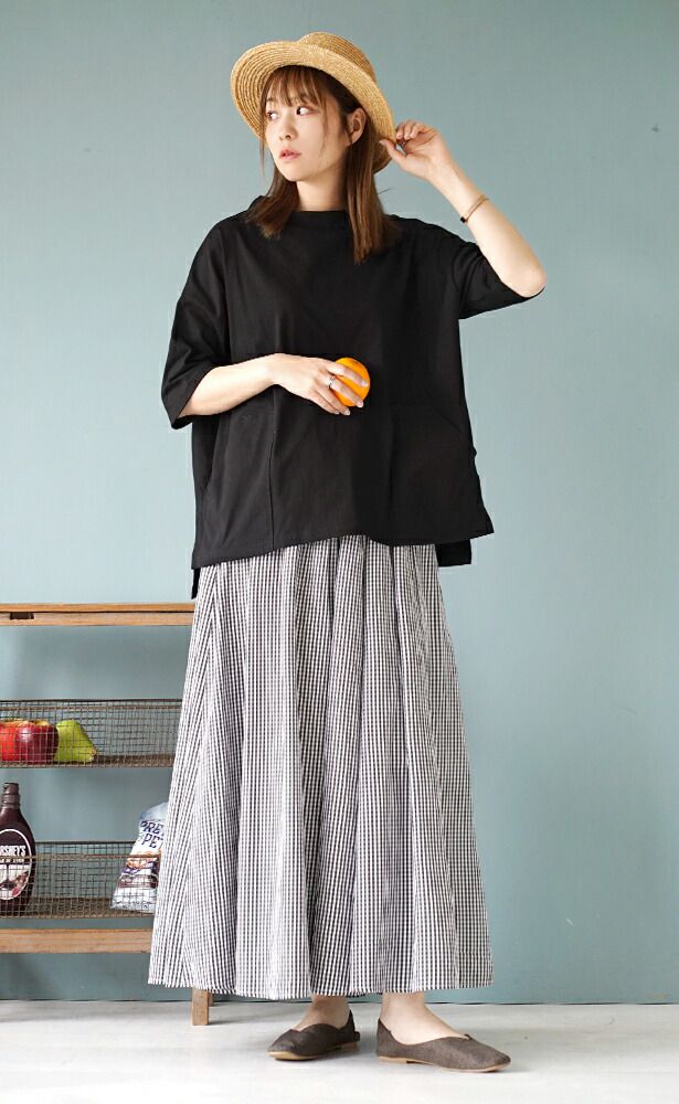 日本 zootie - 大圓領雙口袋落肩五分袖上衣-經典黑｜媽咪愛