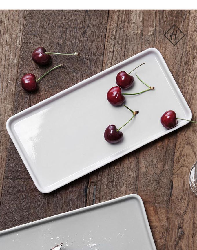 韓國 SSUEIM - LEED系列莫蘭迪陶瓷長方形淺盤M (粉色)｜媽咪愛