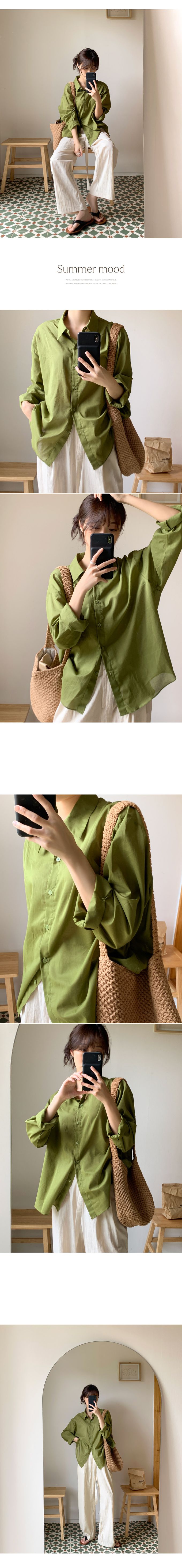 韓國 98doci - 夏日輕薄防曬襯衫/外套-橄欖綠｜媽咪愛
