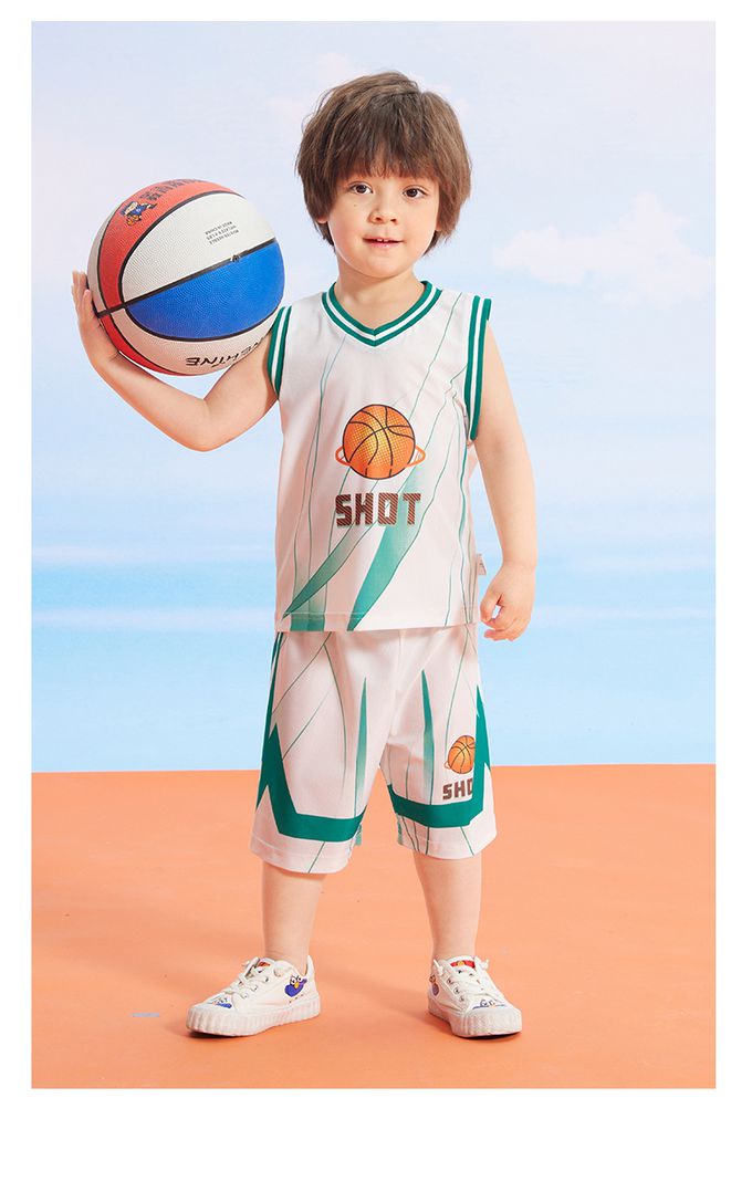 BOMI - 清爽透氣速乾運動套裝(背心+五分褲)-籃球SHOT-綠色｜媽咪愛