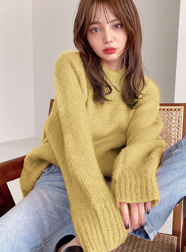 日本 GRL - 柔軟植絨編織毛衣-寶貝藍 (F)｜媽咪愛