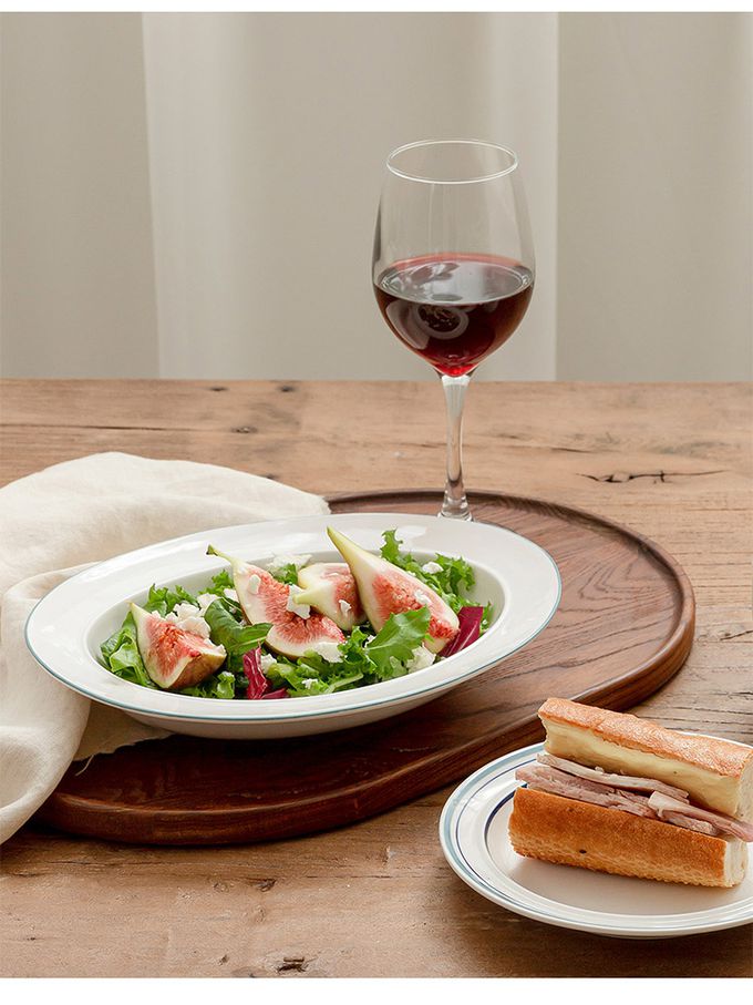 韓國 SSUEIM - RETRO系列極簡ins陶瓷橢圓深盤25cm (深藍)｜媽咪愛