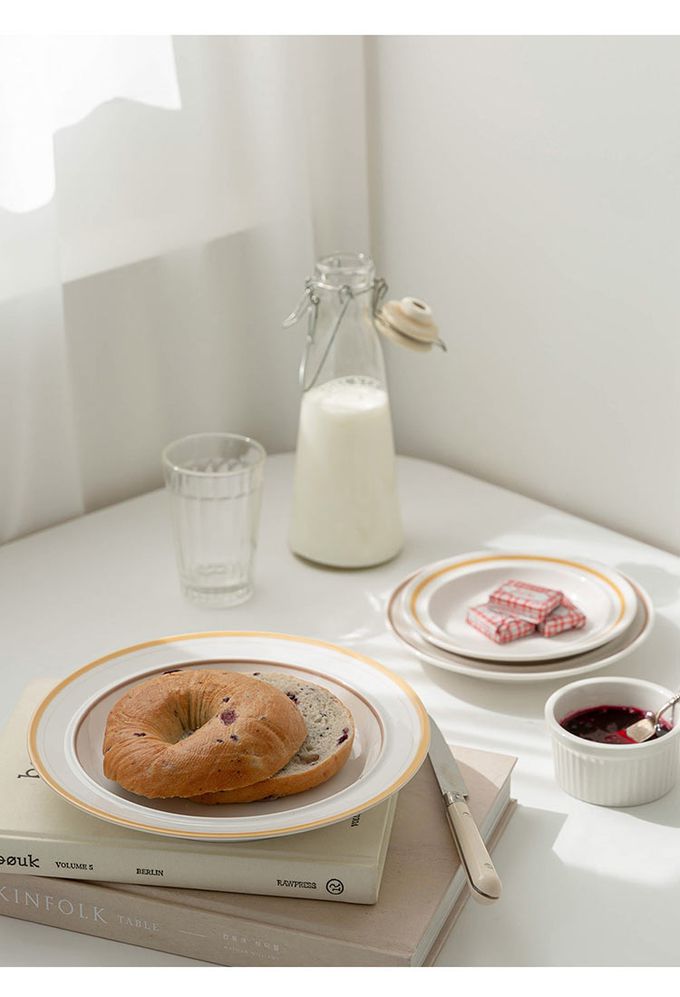 韓國 SSUEIM - RETRO系列極簡ins陶瓷淺盤2件組15cm (深藍)｜媽咪愛