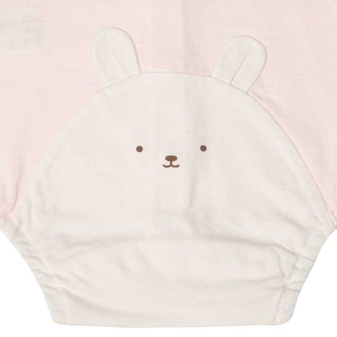 akachan honpo - 短袖包屁衣-動物造型屁屁-粉紅色｜媽咪愛