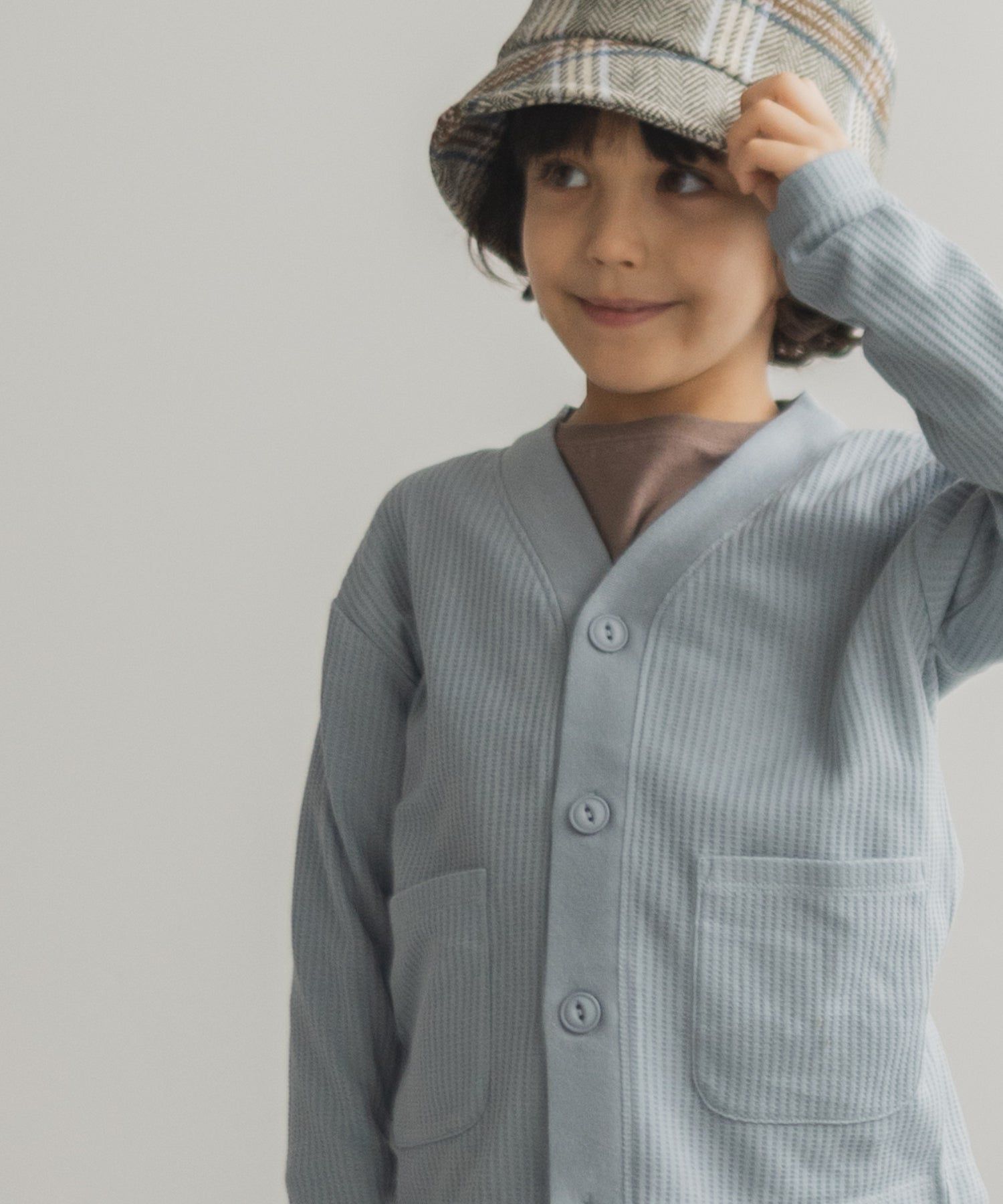 日本 PAIRMANON - 早秋款 舒適鬆餅紋長袖薄外套-卡其｜媽咪愛